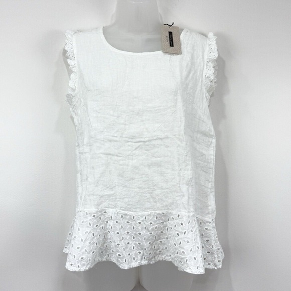 Lungo L’Arno | Tops | Lungo Larno Top Womens S White Nwt 0 Linen Eyelet ...